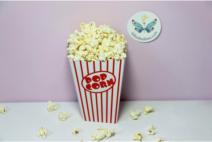 Boîte à popcorn en carton rouge et blanc - anniversaires et fêtes