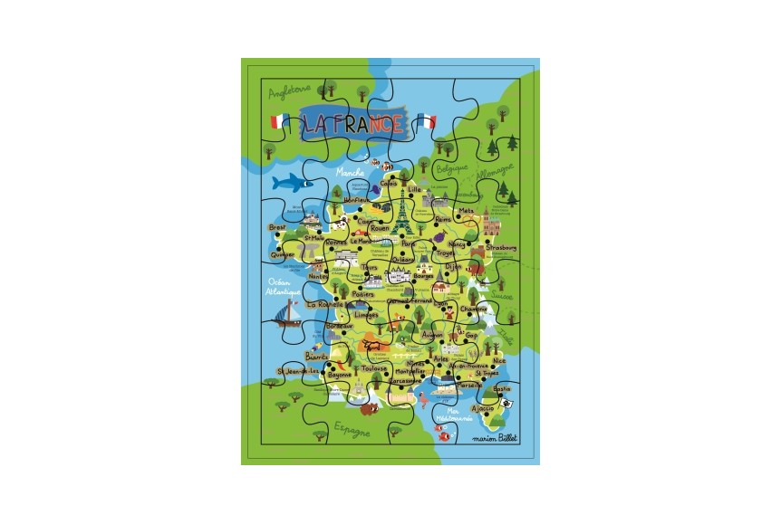 Puzzle France villes et monuments de Franc -Cartes d'Art - Enfants 4/5 ans
