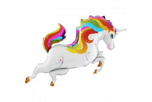 Ballon Aluminium Licorne Géante qui vole dans les airs - hélium
